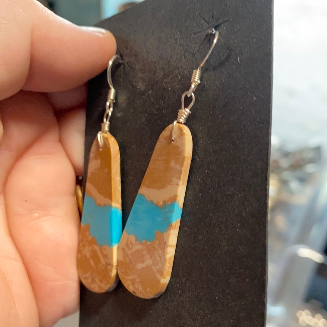 Amazingly shaped Turquoise slab earrings – The Turquoise People